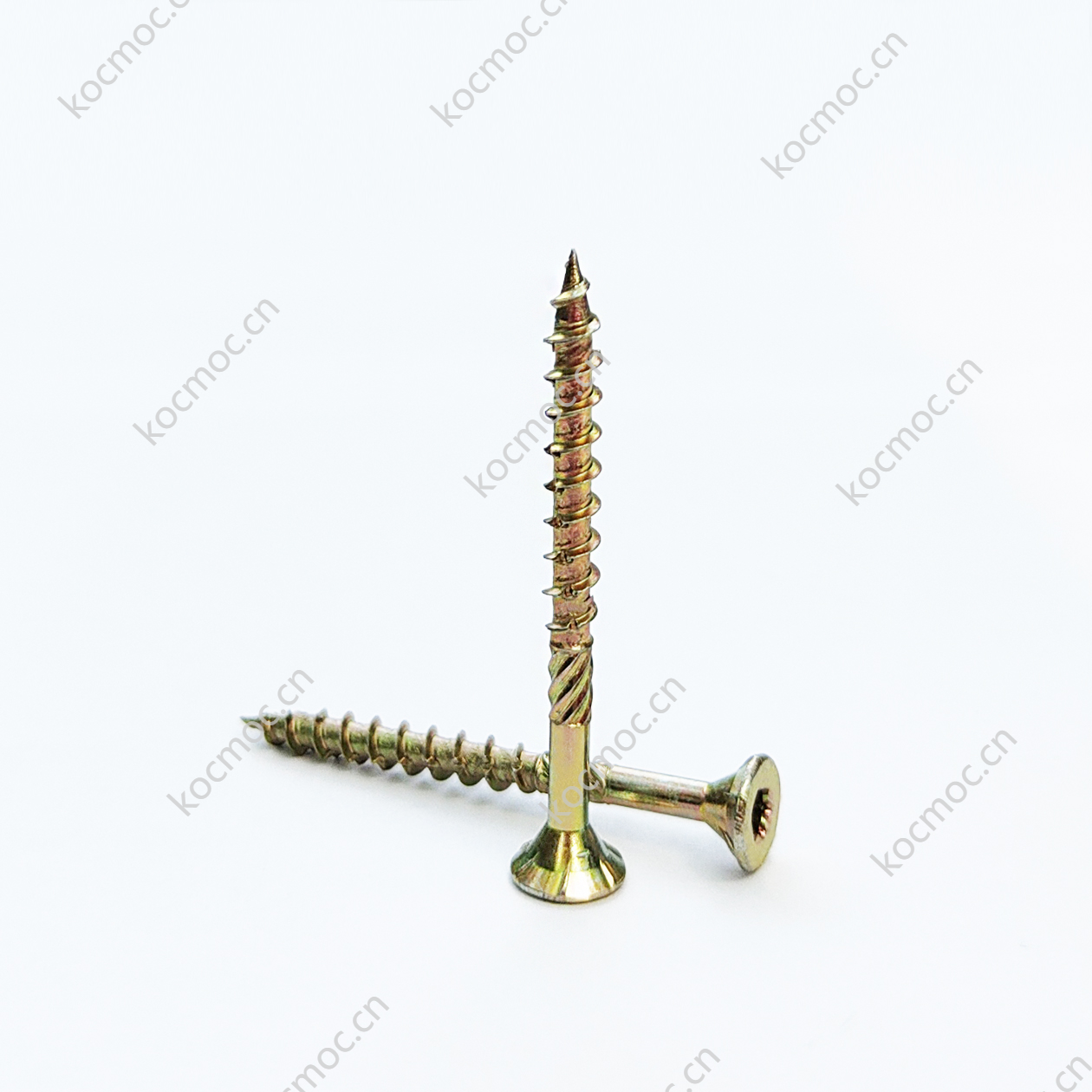 Double flat head with 6 ribs under head, with knurling and cutting line ...